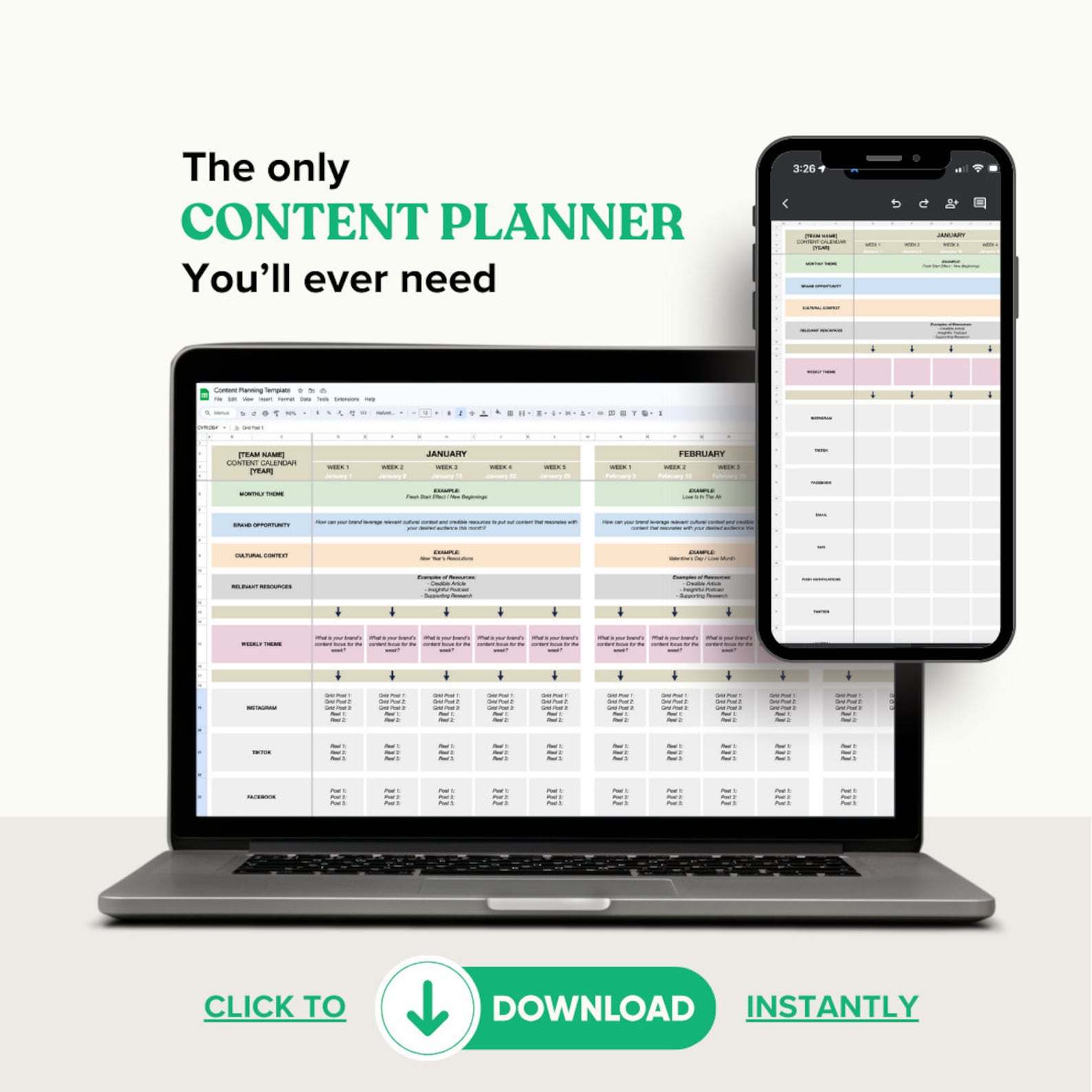 Ultimate Content Planner and Content Calendar Template: Instant Download – Google Sheets ...