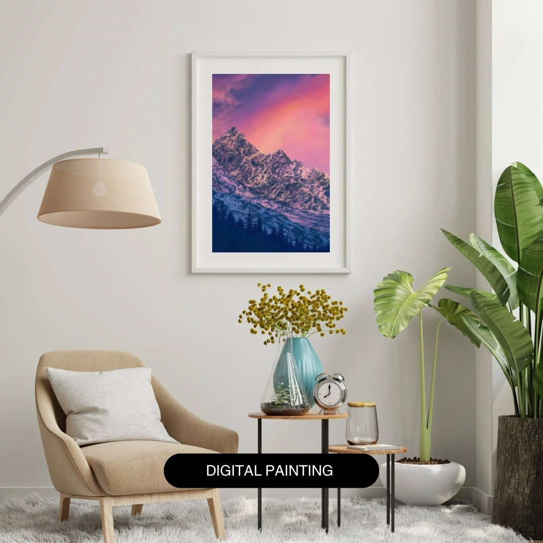 Mountain Summit Painting for Wall Decor - Etsy