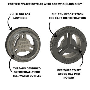 Xtool RA2 Pro Rotary Yeti Rambler Water Bottle Jig All Sizes Quick Change DIGITAL STL FILE Only ...