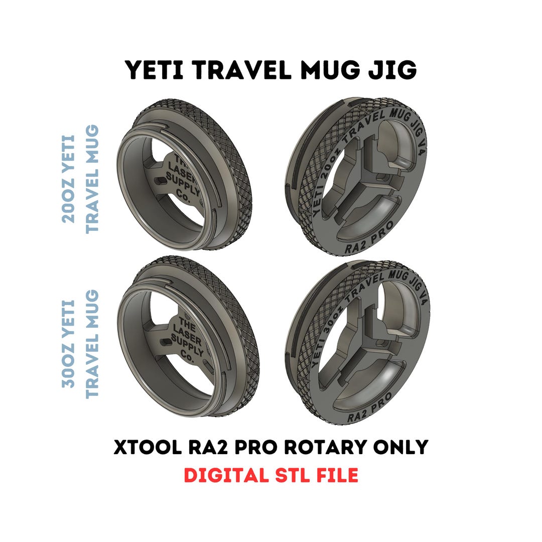 Xtool RA2 Pro Rotary Yeti Travel Mug Jig 20oz / 30oz Quick Change Multi ...