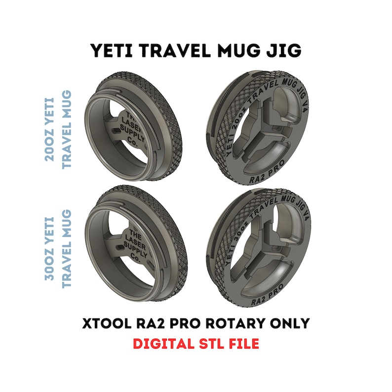 Xtool RA2 Pro Rotary Yeti Travel Mug Jig 20oz / 30oz Quick Change Multi ...