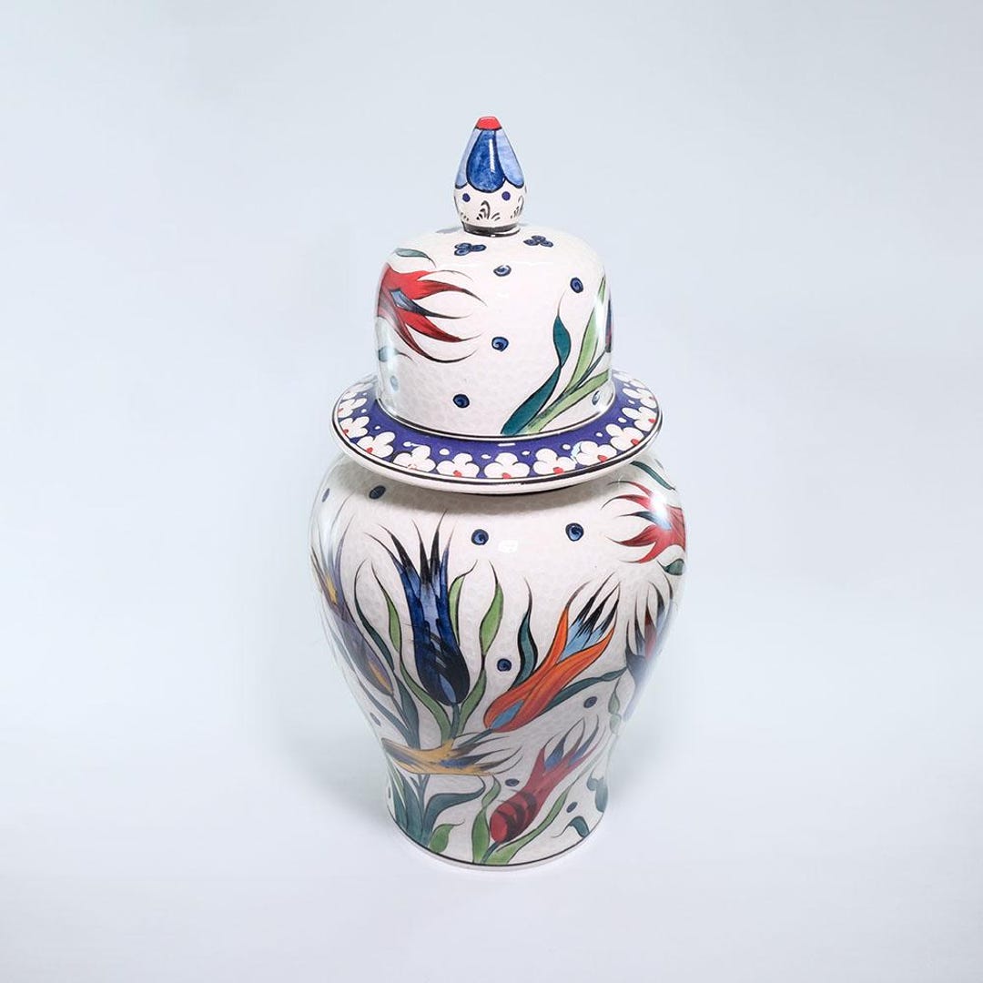 Tulip Design Ceramics,handmade Pottery Art, Hand Painted Jar,decorative ...