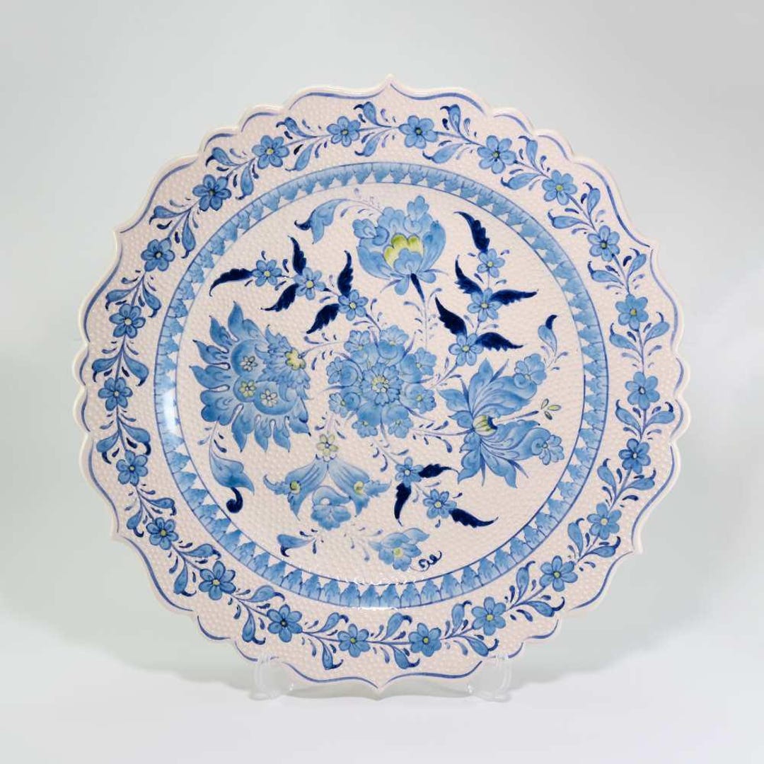 Blue Hanging Plate,lotus Flower Design Plate,turkish Ceramic Plate ...