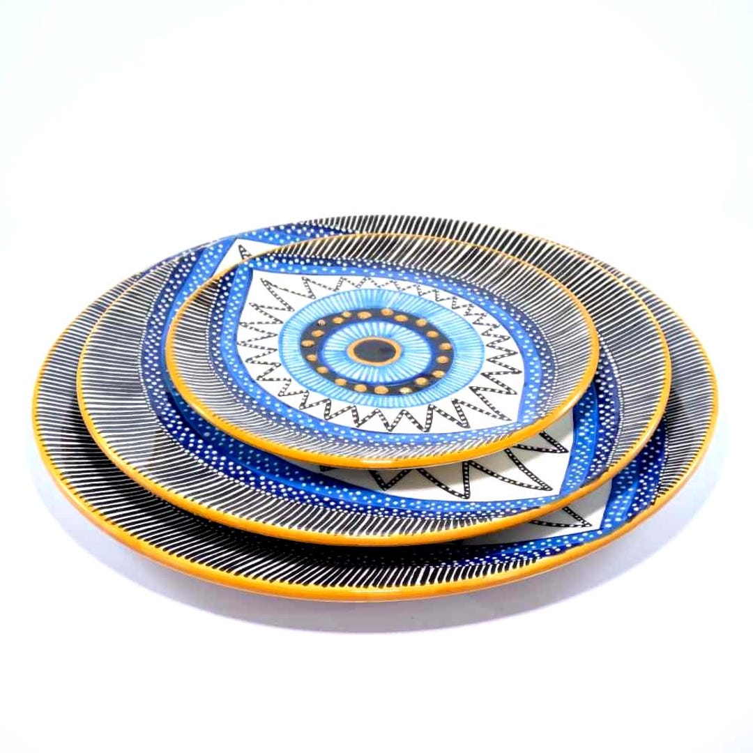 Handmade Evil Eye Ceramic Plate: Hand Painted Turkish Pottery ...