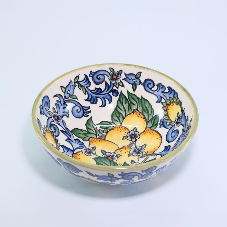 Amalfi White Ceramic Salad Bowl, Italian Pottery Serving Dish, Boho ...