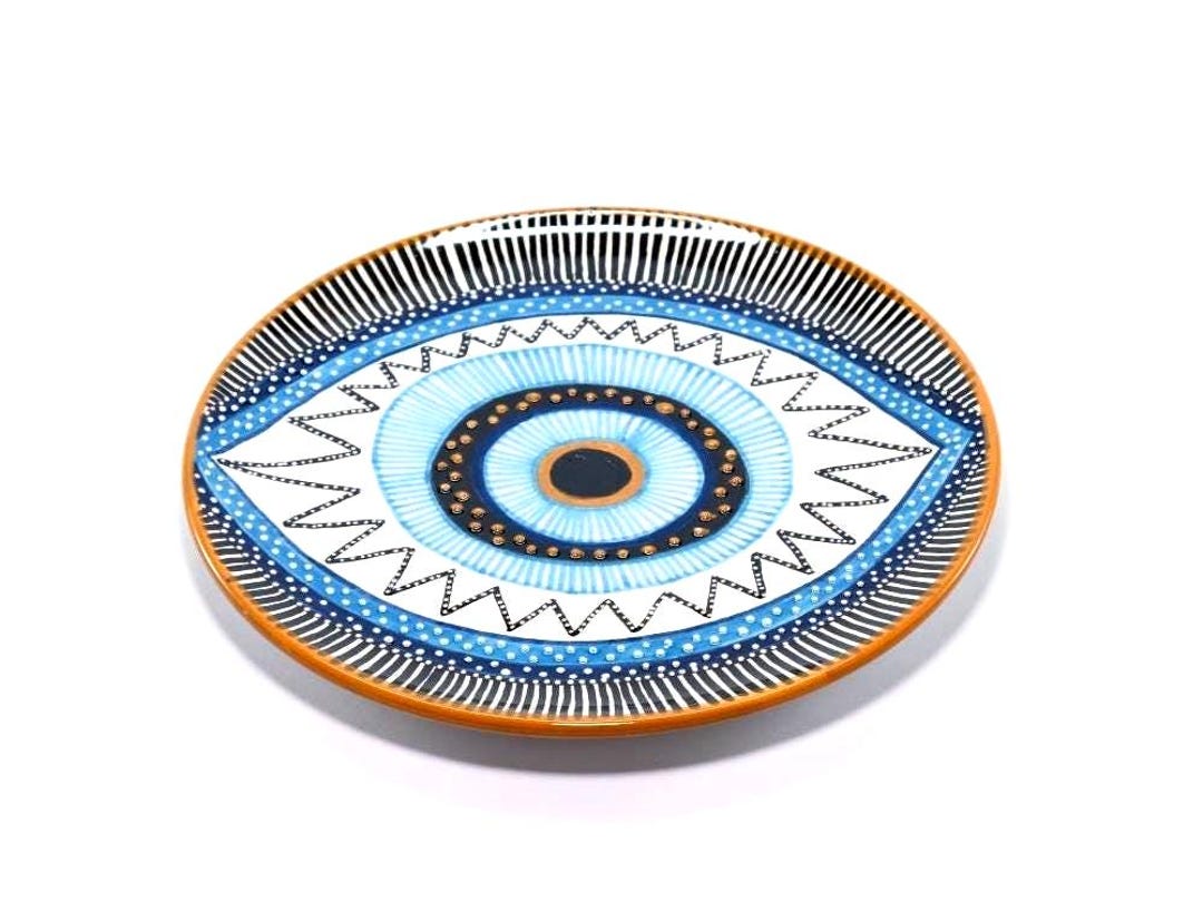 Evil Eye Ceramic Plate: Handmade Turkish Pottery Dinnerware - Etsy