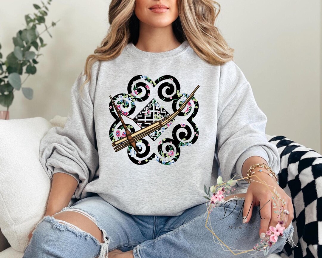 Hmong Qeej Flower Pattern Crewneck Sweater, Hmong Wear, Gift Ideas ...
