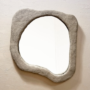 Wavy Concrete Mirror, Artistic Irregular Rock Mirror, Organic Home ...