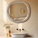 Modern Round Mirror, Irregular Cement Bathroom Mirror, Circular Wall ...