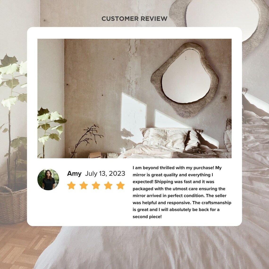 Organic Irregular Concrete Mirror, Round Wavy Wall Mirror, Decorative ...