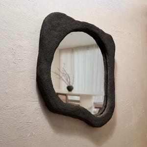 Wavy Concrete Mirror, Artistic Irregular Rock Mirror, Organic Home ...