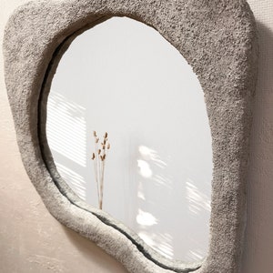 Wavy Concrete Mirror, Artistic Irregular Rock Mirror, Organic Home ...