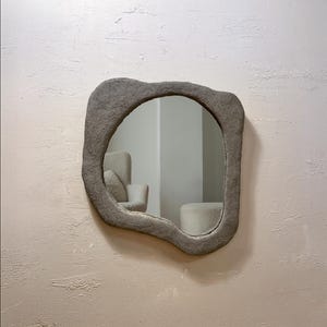 Wavy Concrete Mirror, Artistic Irregular Rock Mirror, Organic Home ...