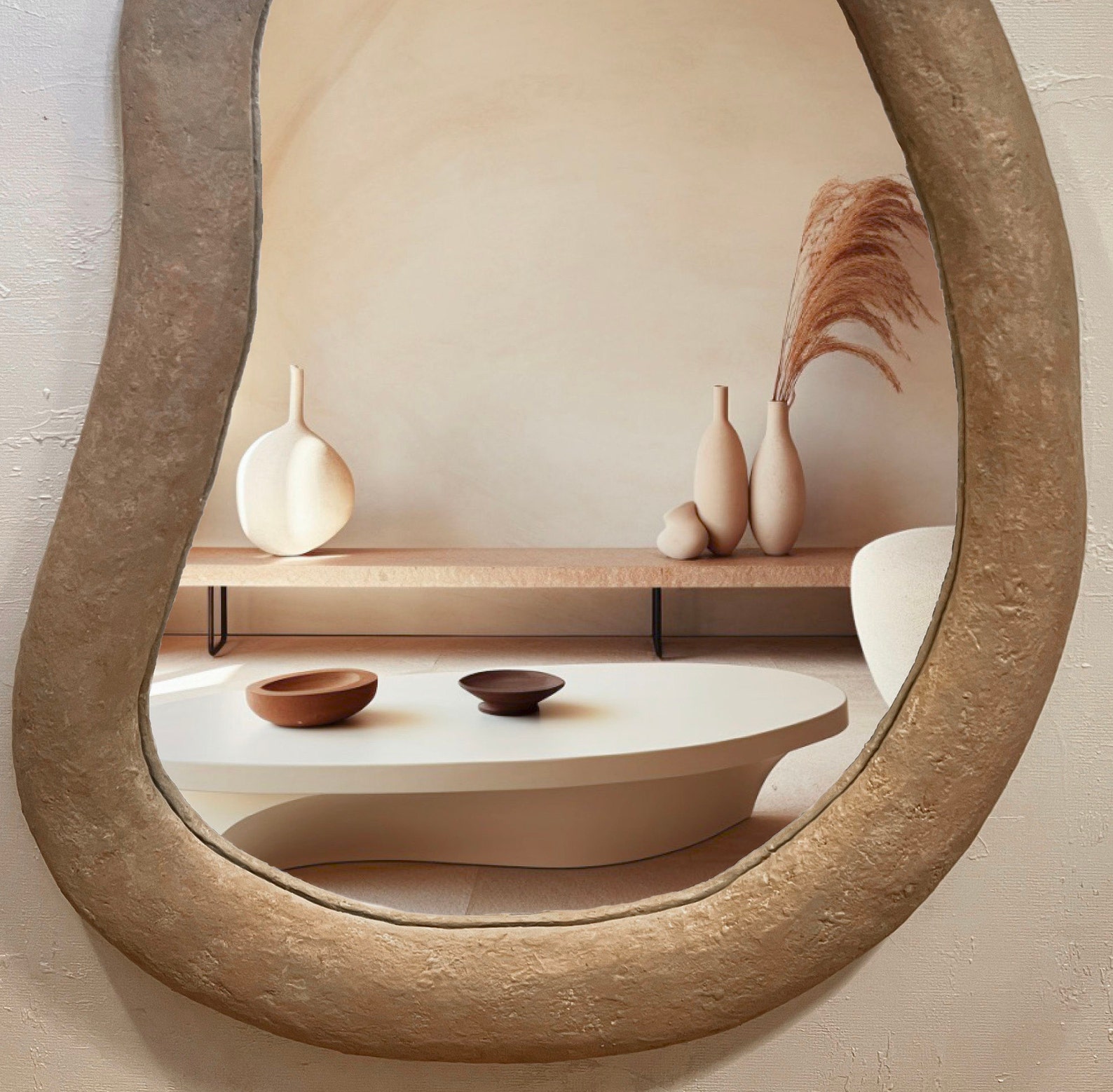 Handmade Plaster Puddle Mirror: Textured Organic Wall Decor - Etsy