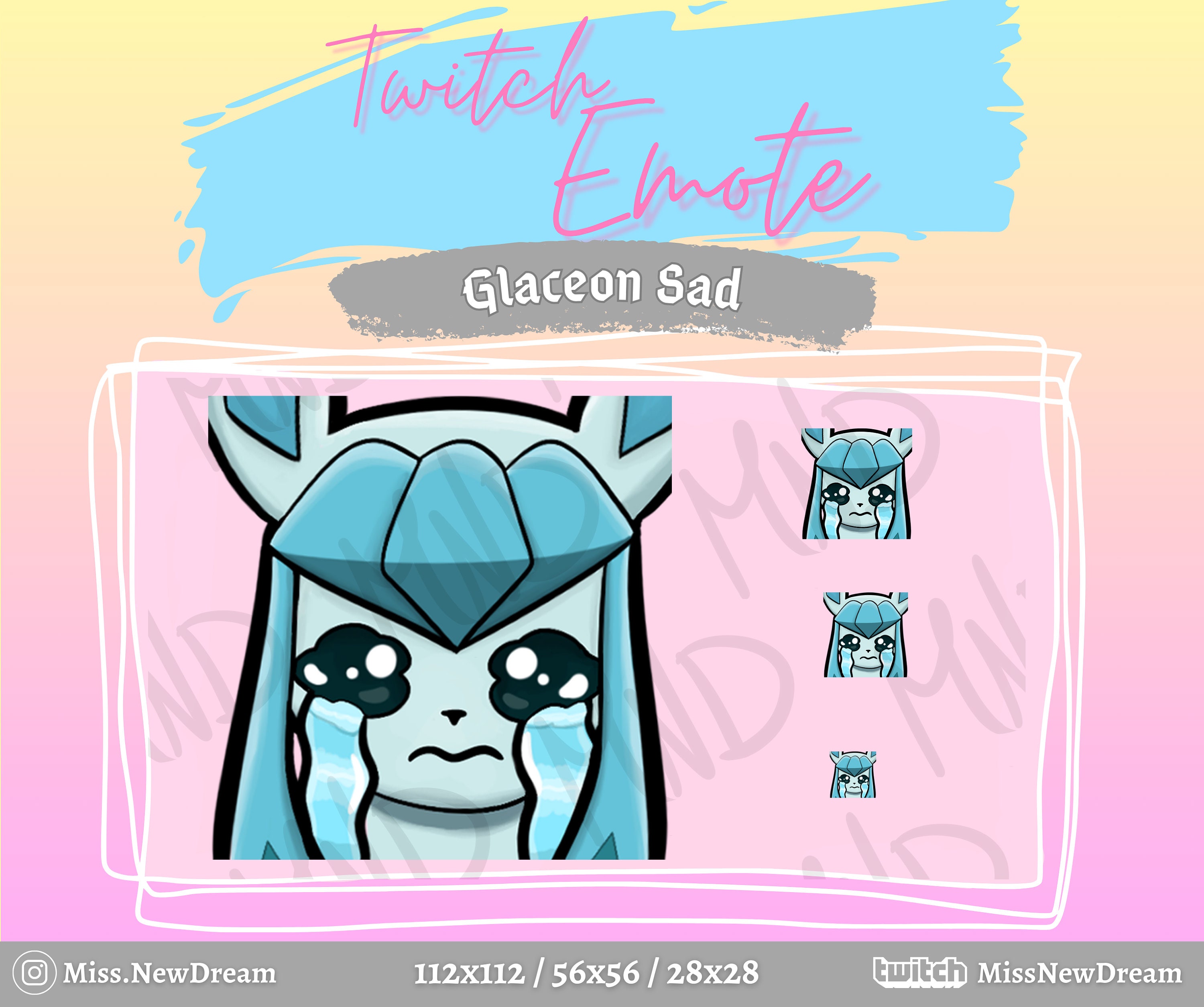 Pokemon Glaceon Sad Emote Twitch, Discord, Youtube, Kick - Etsy