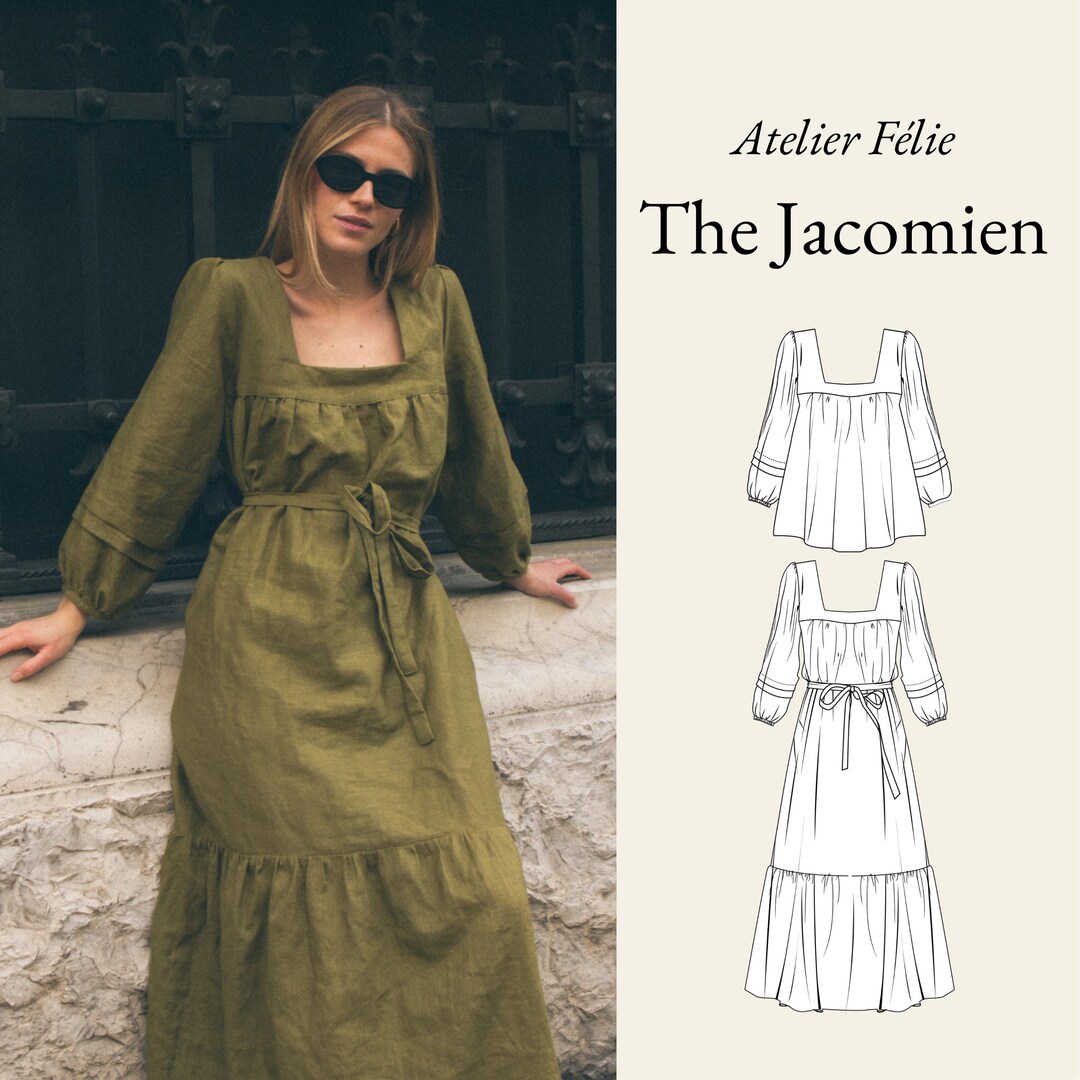 DIY: Jacomien Top / Dress Sewing Pattern - A4 A1 PDF – Square Neckline ...