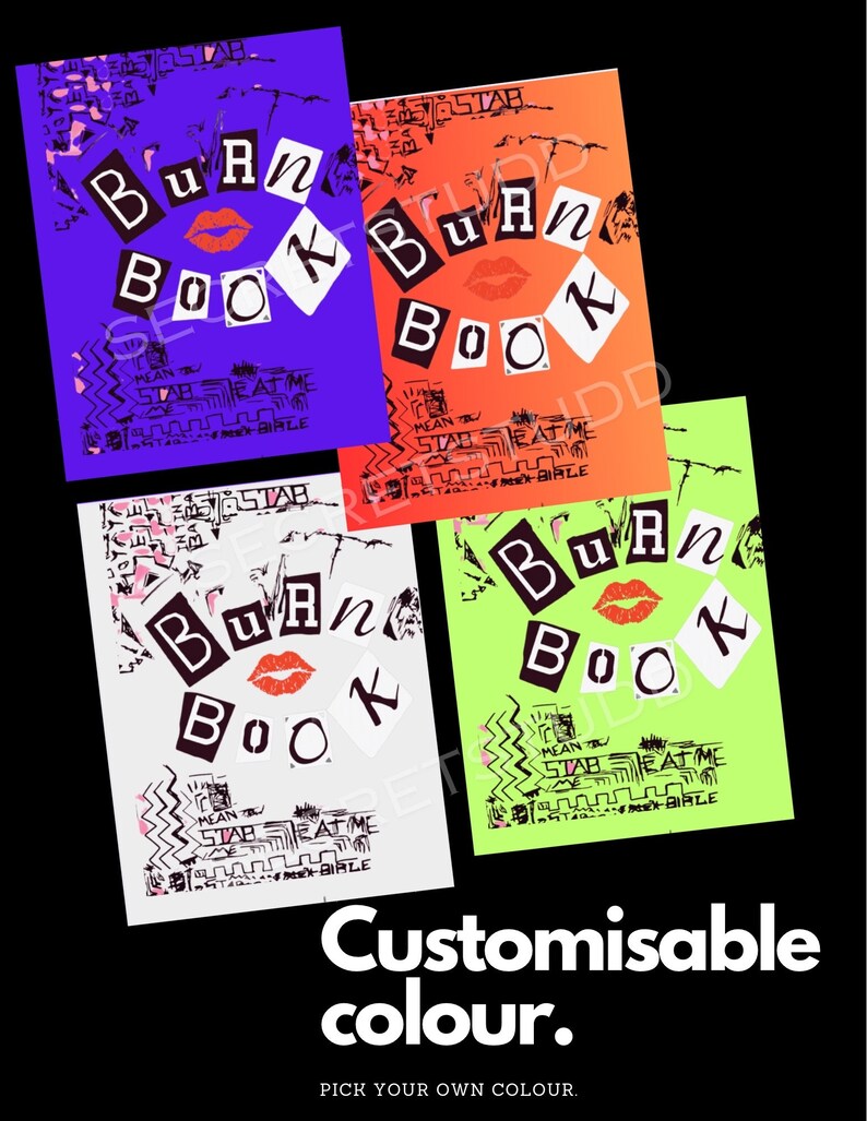 Burn Book Mean Girls Custom Colour Printable Prop SVG PNG - Etsy Australia