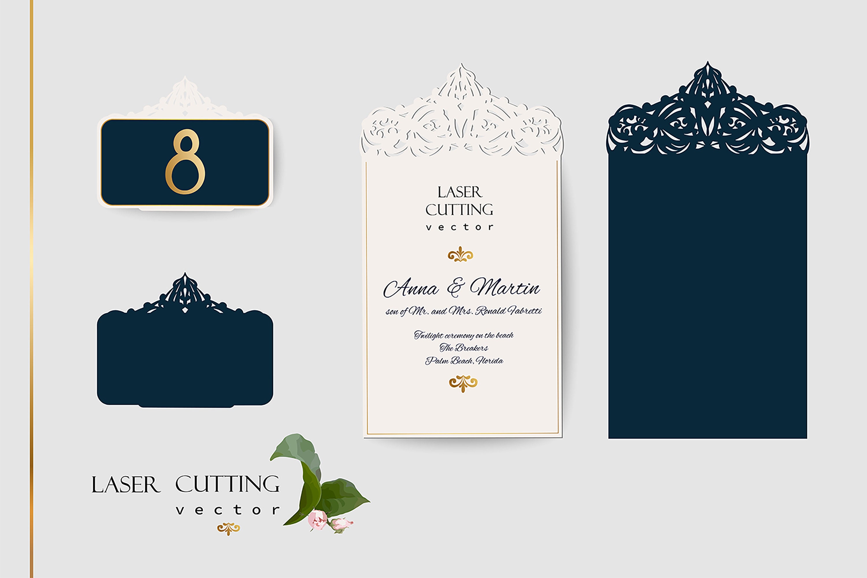 Laser Cut Wedding Invitation - Gate Fold Card - Silhouette Cameo ...