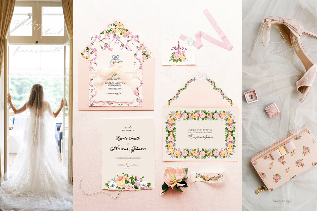 Floral Digital Clipart - Individual PNG Files - Wedding - Floral ...