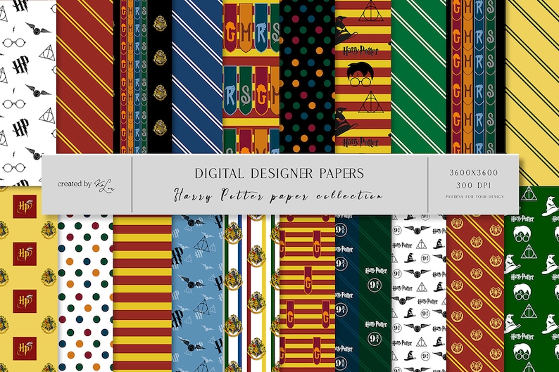 Magic Wizard School Digital Paper Design, Instant Download, Scrapbook ...