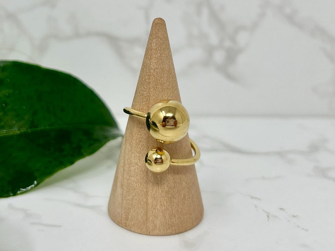 Gold Chunky Ring, Tarnish Free Gold Ring, Thumb Ring, Adjustable Ring, Statement Ring, Double ...