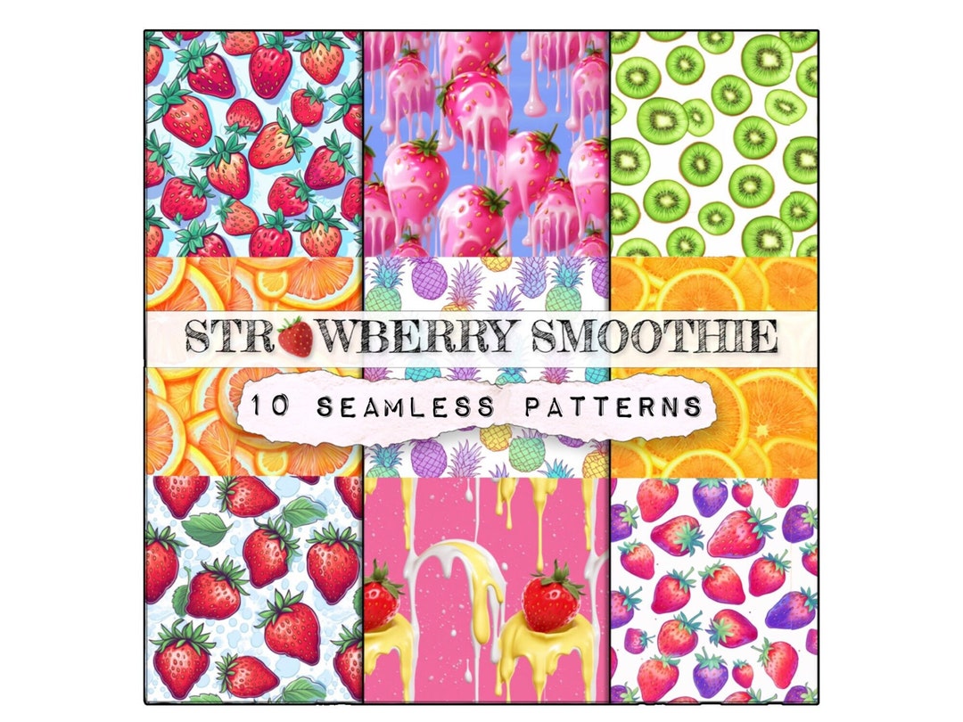 Strawberry Smoothie Digital Paper - ON SALE | Vibrant Seamless ...