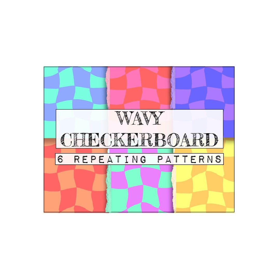 WAVY CHECKERBOARD Seamless Pattern | 6 Pack Bundle | Instant Download ...