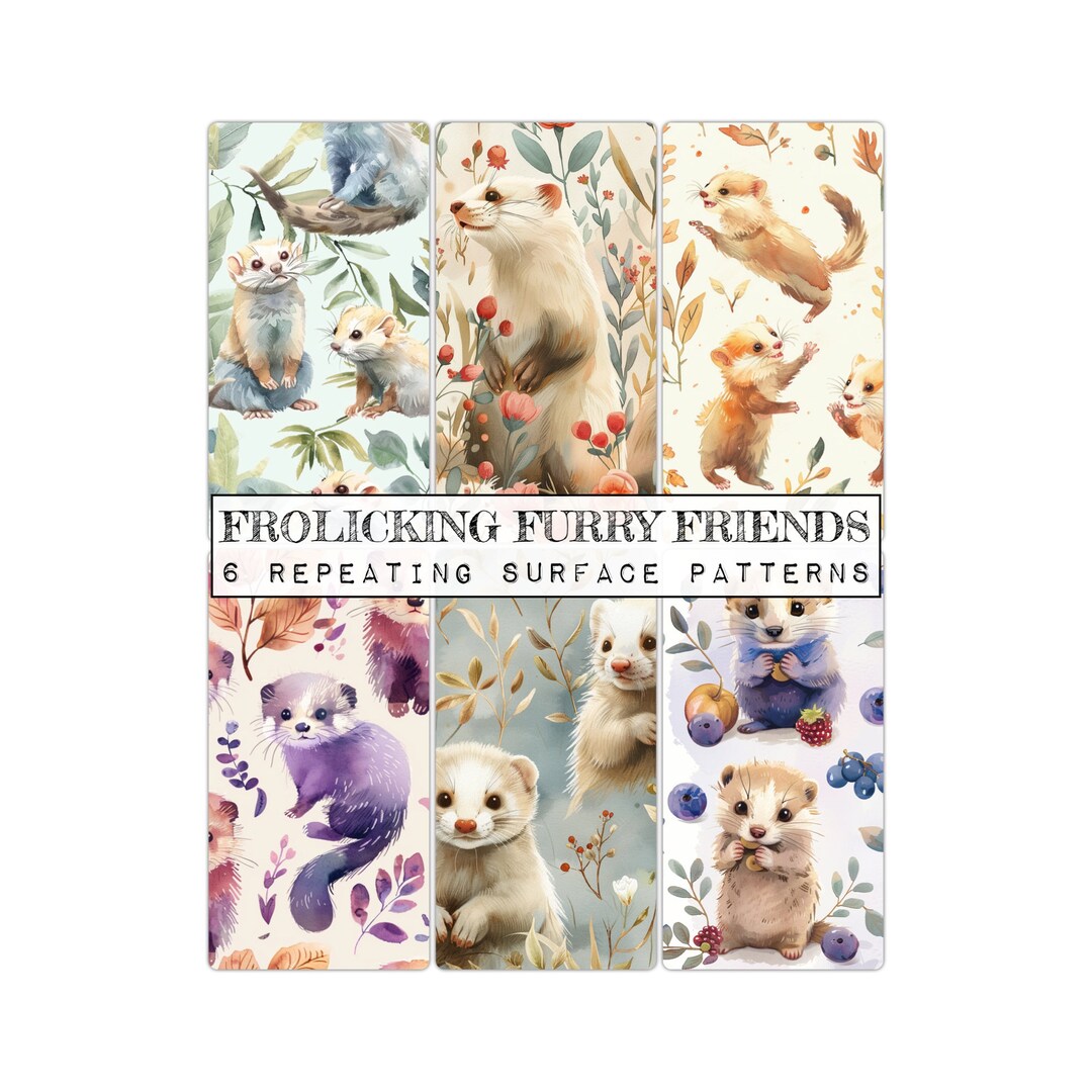 6 Piece Ferret Repeating Patterns | Crafts, Stickers, Personalize ...