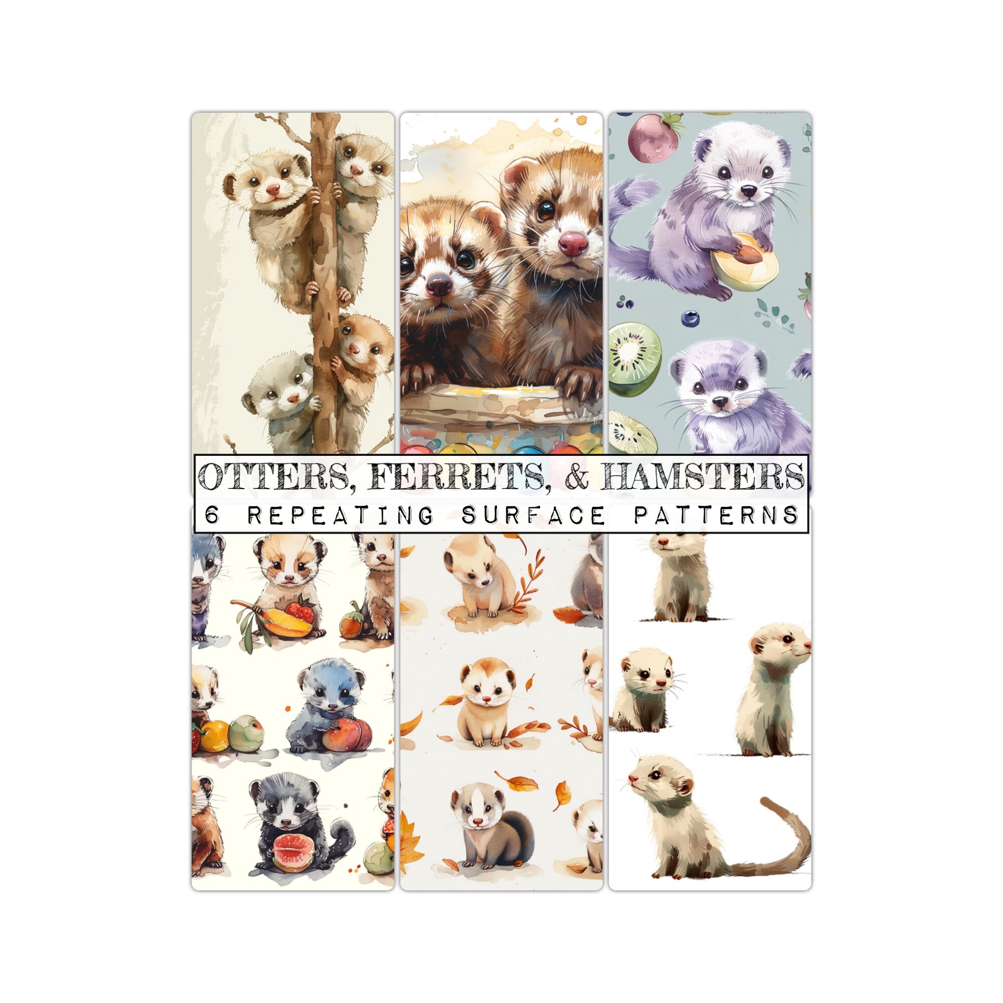 6 Piece Pattern Pack | Simple Surface Pattern | Ferret, Hamster, Otter ...
