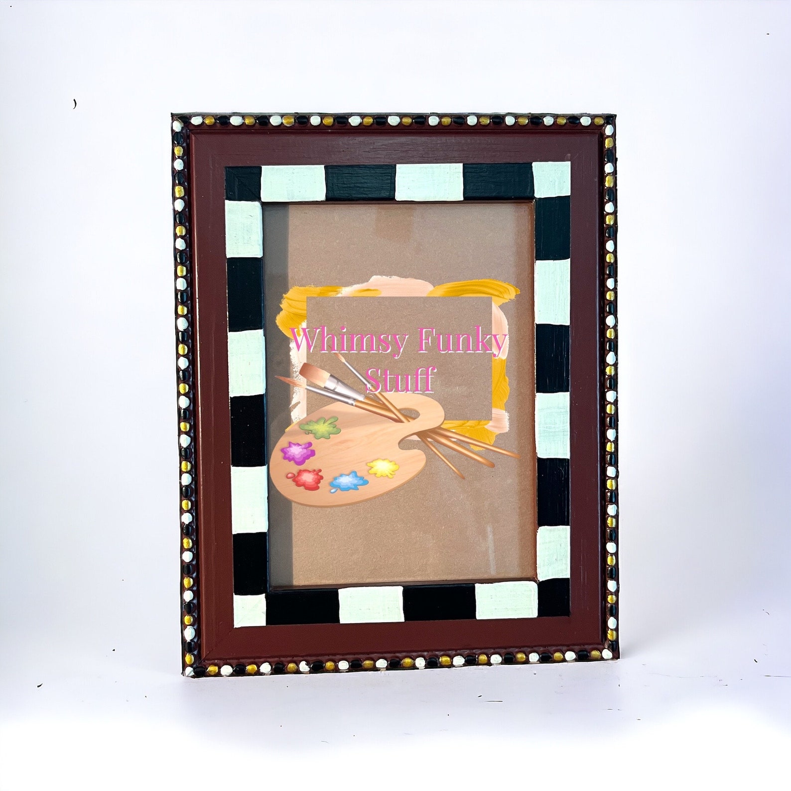 5x7 Hand Painted Wine B&W Checker Frame - Etsy