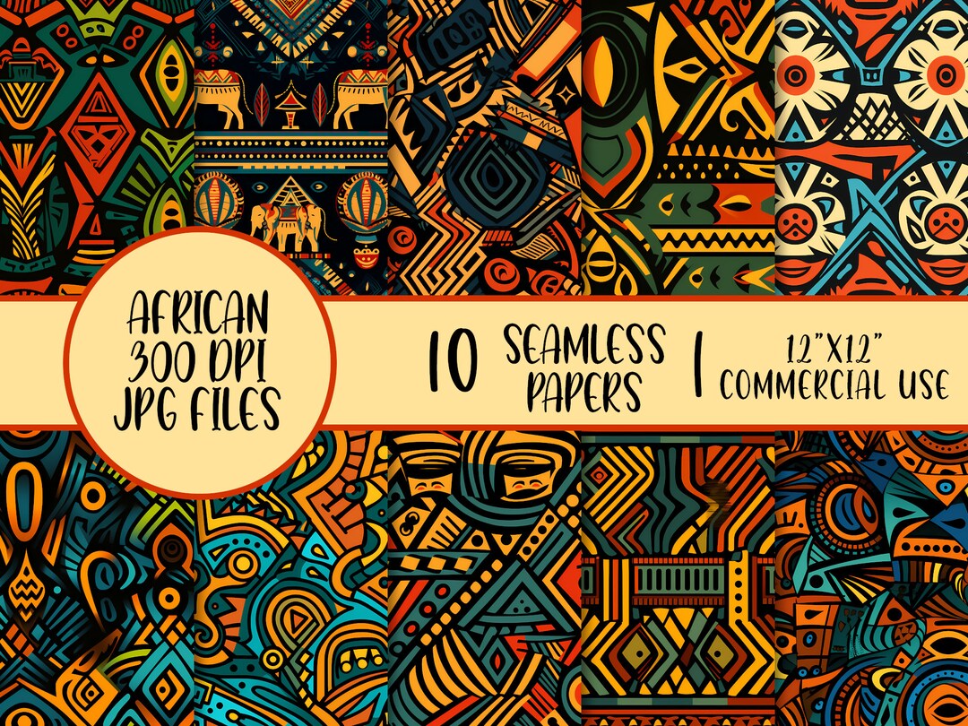 10 African Digital Scrapbook Paper Set African Background Kwanzaa ...