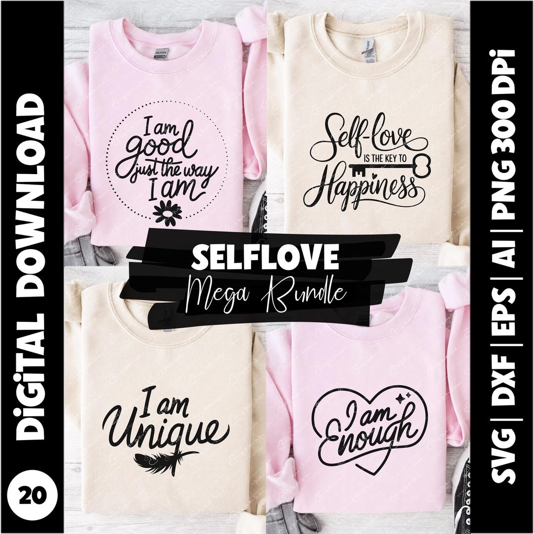 20 Selflove Boho Self Care SVG PNG Bundle, Positive Affirmation Svg ...