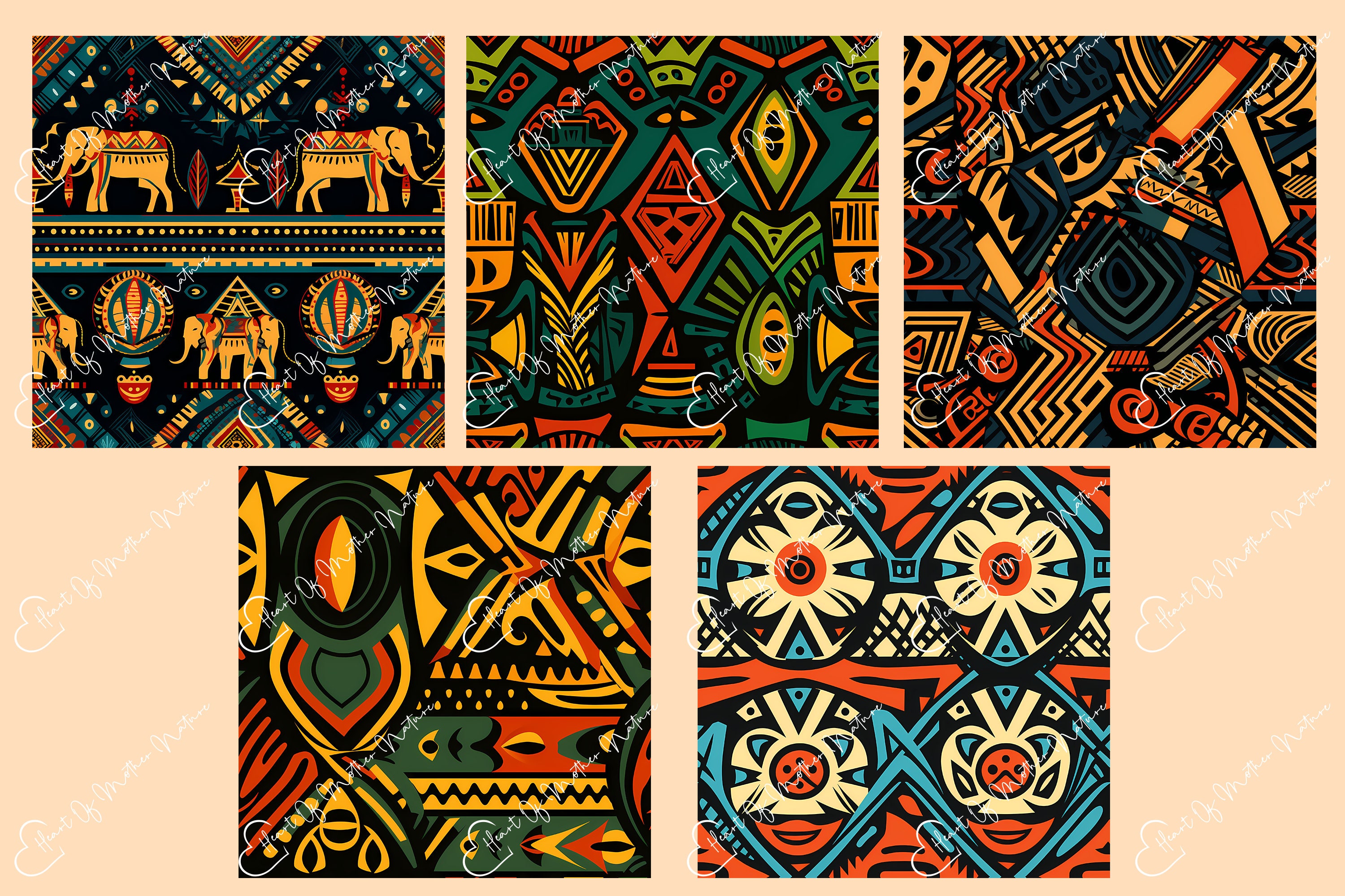 10 African Digital Scrapbook Paper Set African Background Kwanzaa ...
