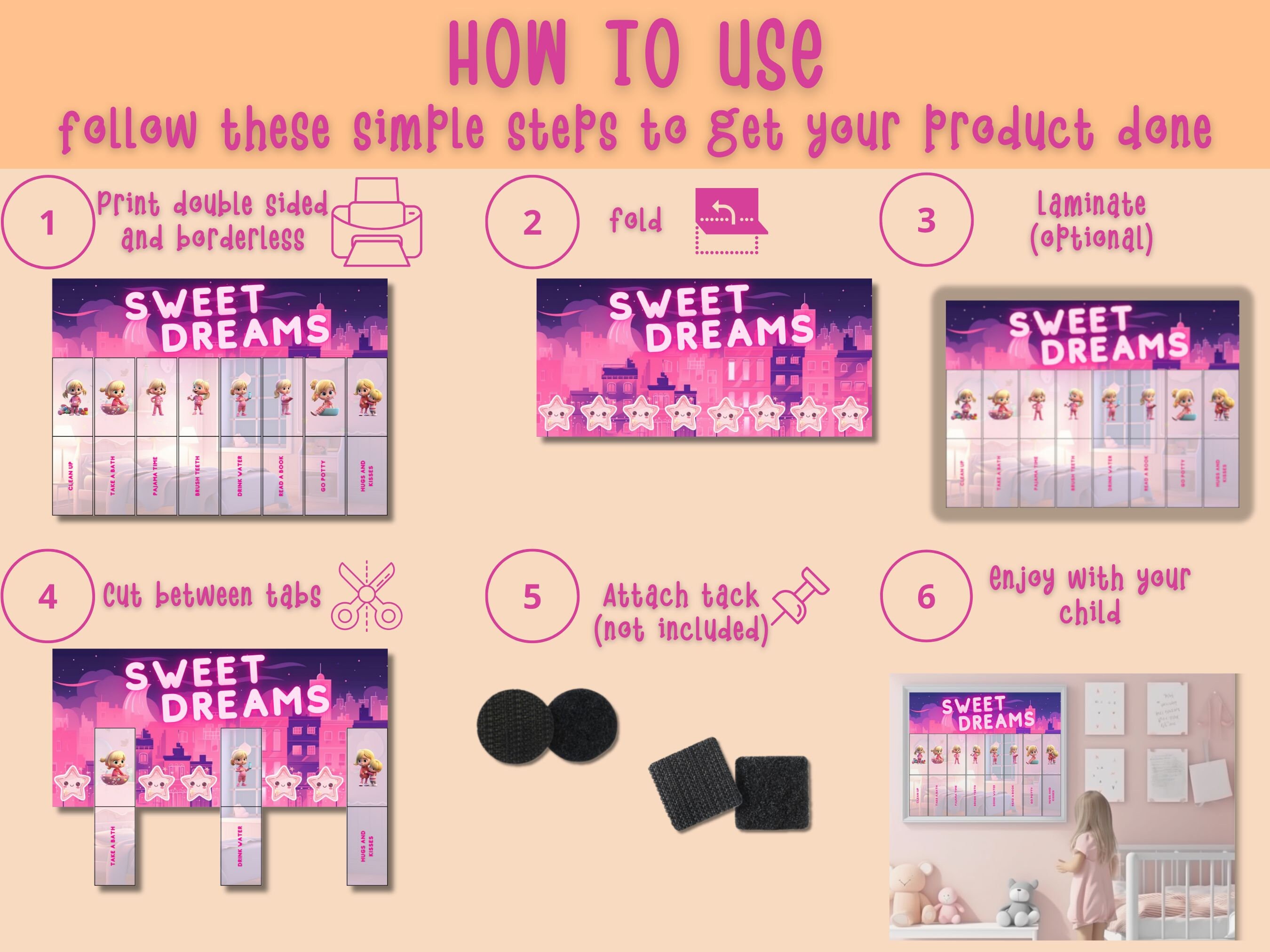 Bedtime Routine Chart, Planning Toddler Routine, Chore Chart for Girls ...