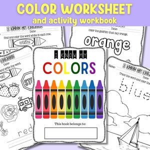 Color Worksheet and Activity Workbook Color Matching Learning Colors ...