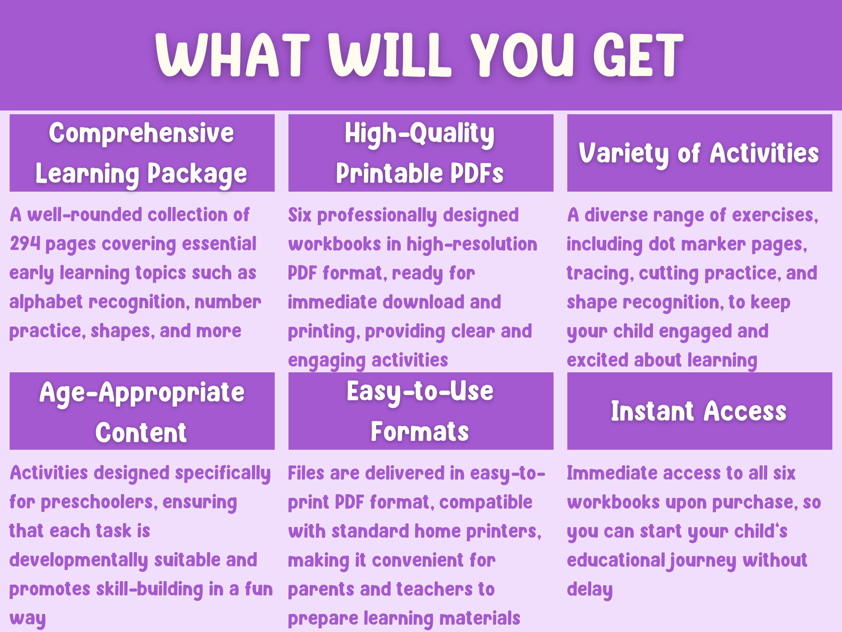 Early Learning Activity Workbook Collection | 294 PDF JPG Pages ...