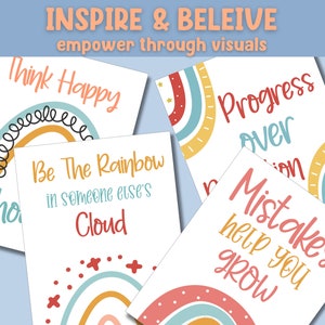 Set of 8 Boho Growth Mindset Posters | Kids Room Ideas | Classroom ...