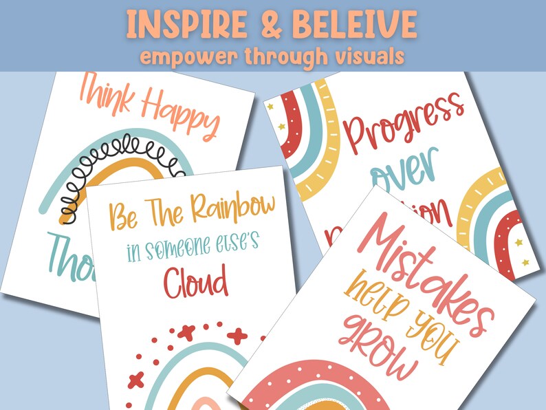Set of 8 Boho Growth Mindset Posters Kids Room Ideas - Etsy