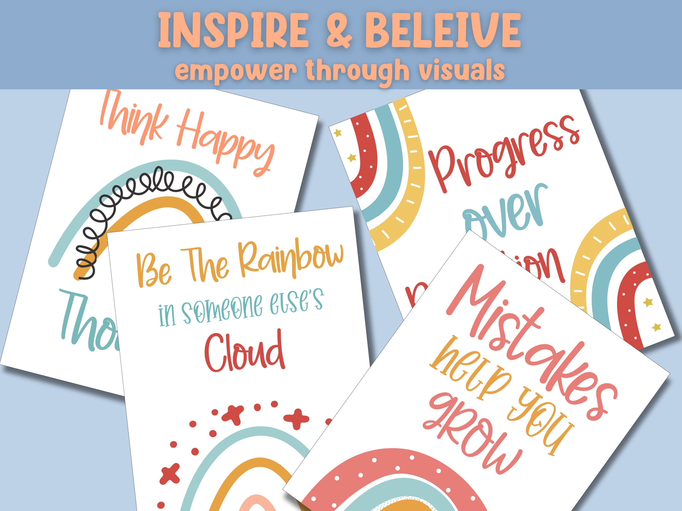 Set of 8 Boho Growth Mindset Posters | Kids Room Ideas | Classroom ...