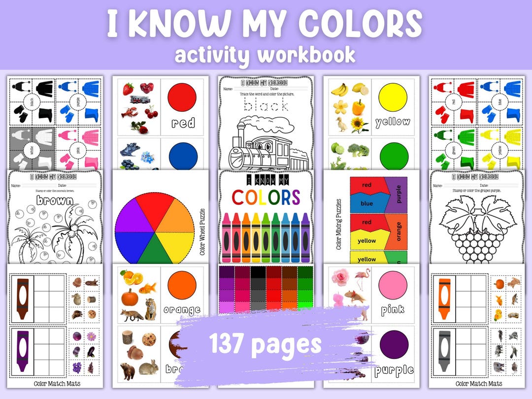 I Know My Colors Activity Workbook | 137 Pages PDF | Color Matching ...