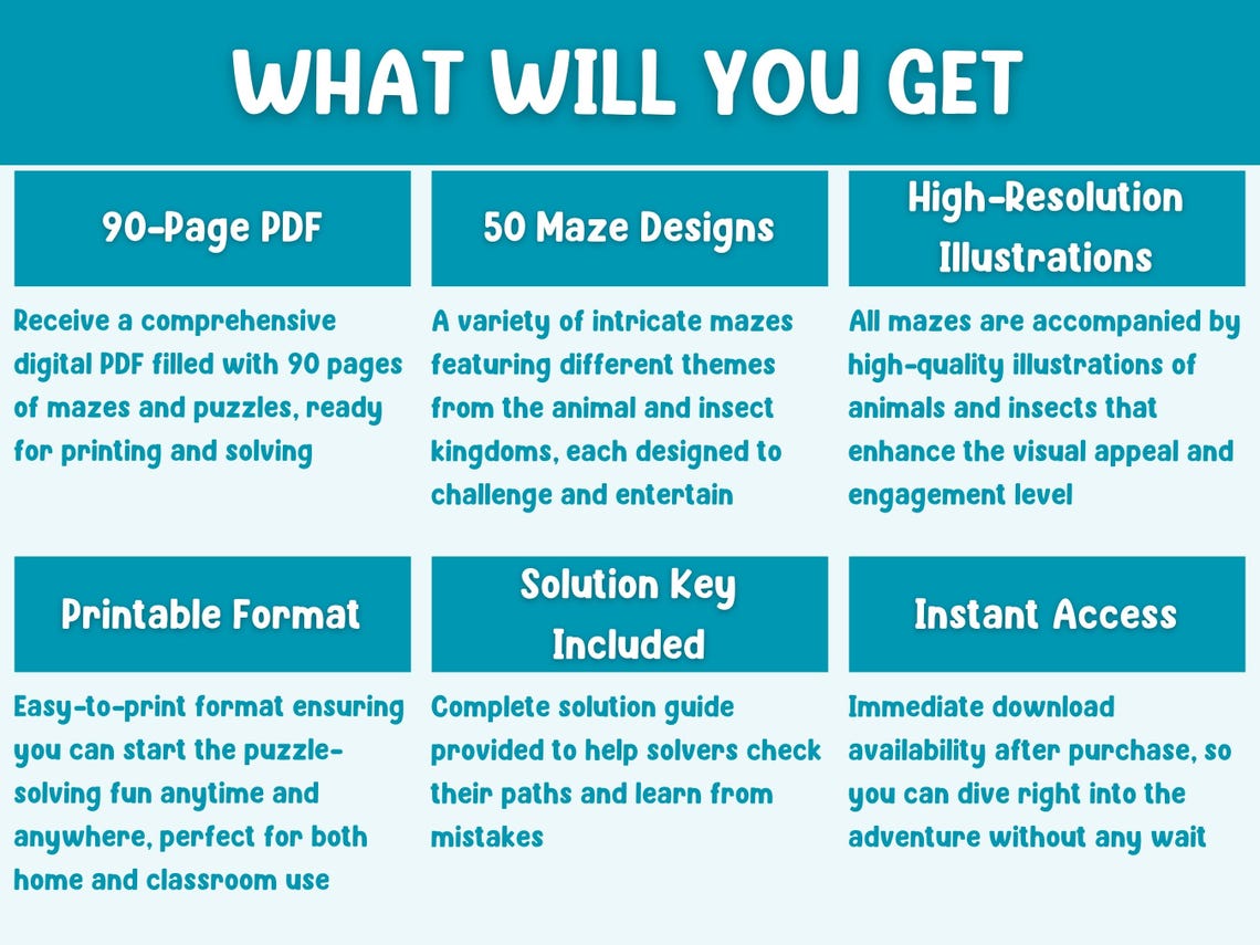 Maze Puzzles | Animals and Insects | 50 Mazes With Solutions | 90 Pages ...