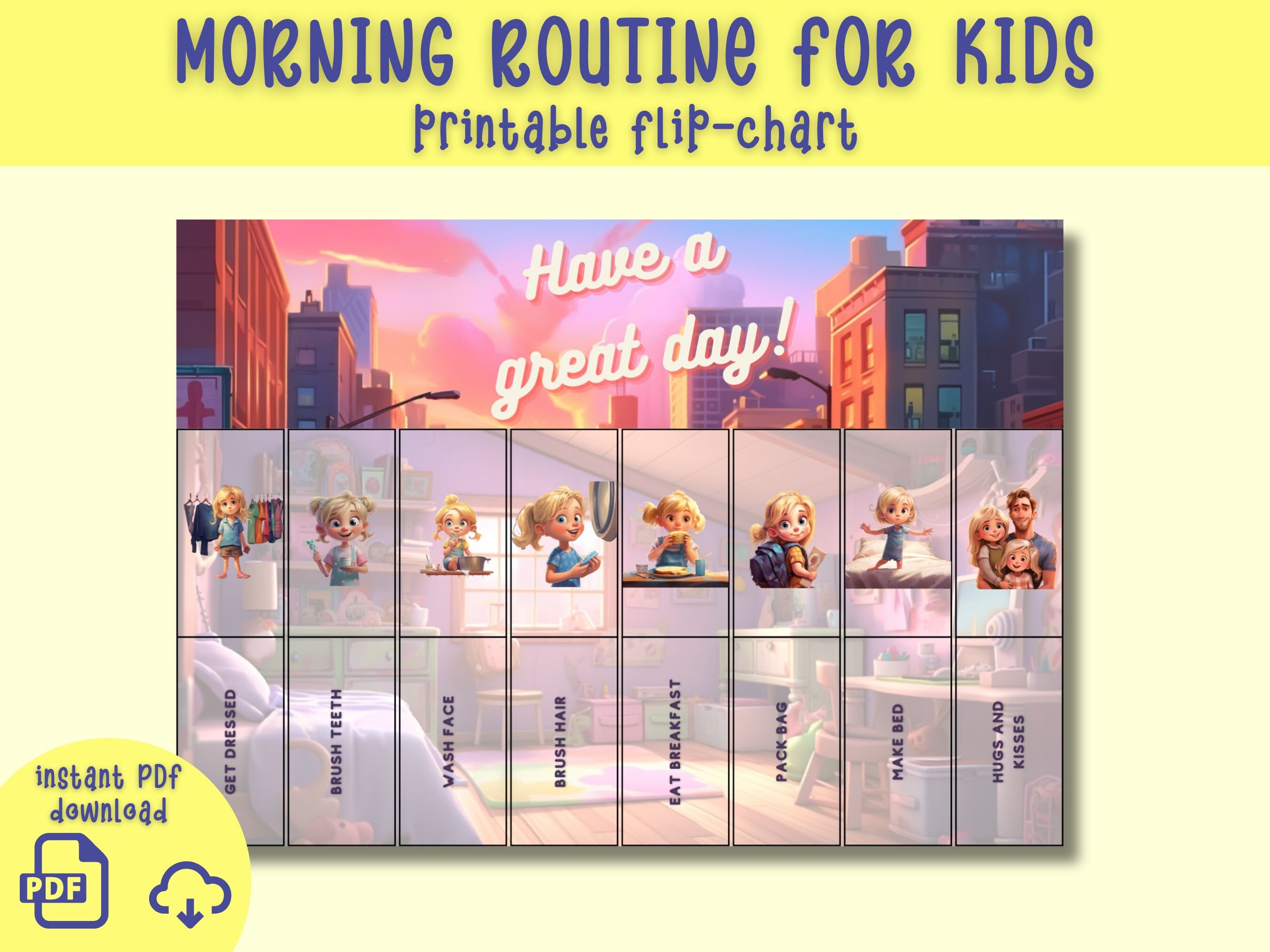 Morning Routine Chart, Planning Toddler Routine, Character Chart for ...