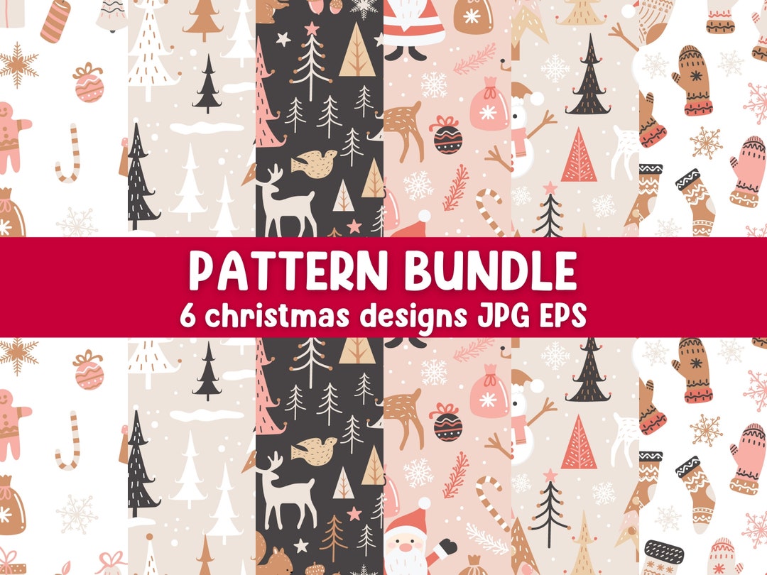Christmas Pattern Bundle | 6 Joyful Winter and Christmas Designs ...