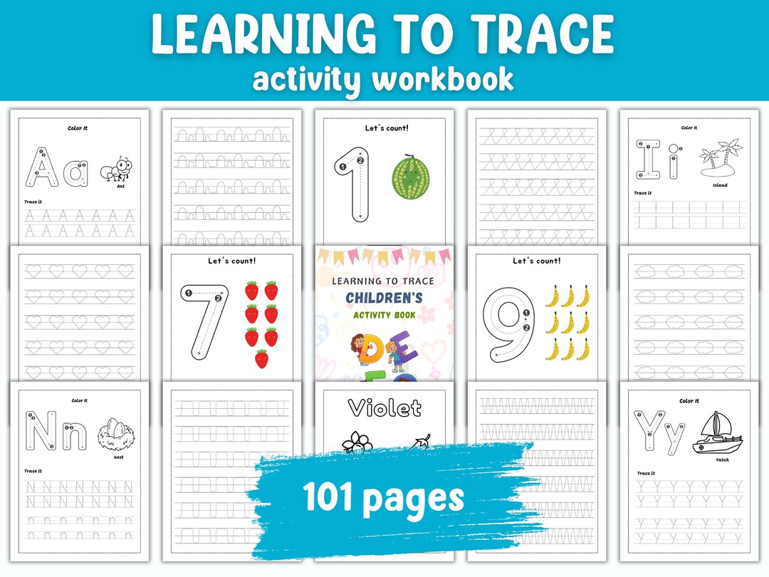 Tracing Activity Workbook: Alphabet, Numbers, Colors (101 Pages ...