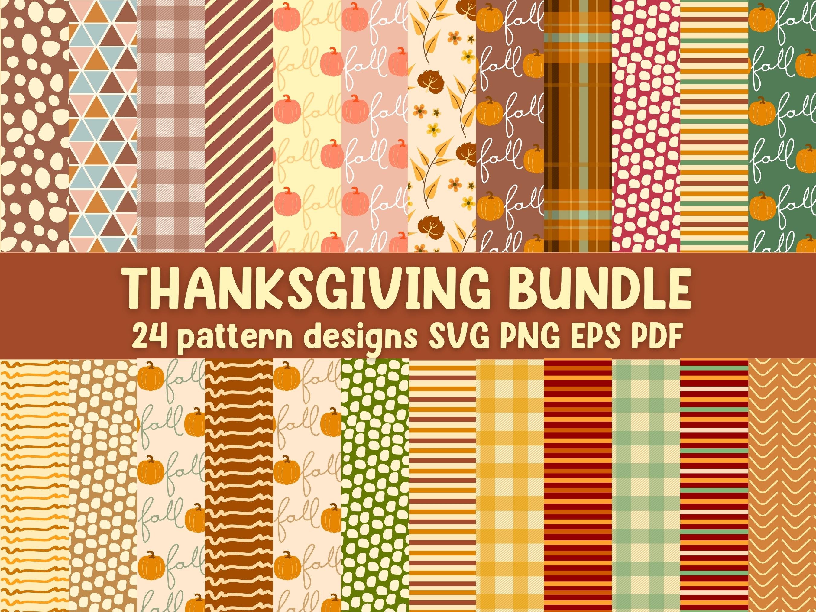 Thanksgiving Pattern Bundle | Fall Seamless Patterns | Digital Paper ...