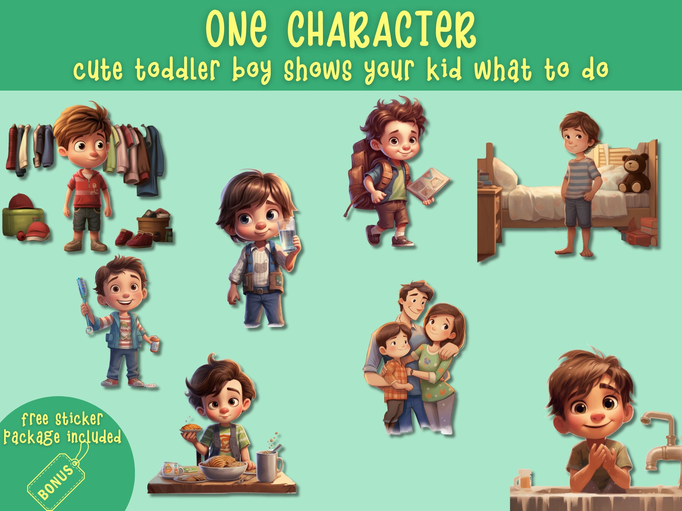 Morning Routine Chart, Planning Toddler Routine, Character Chart for ...