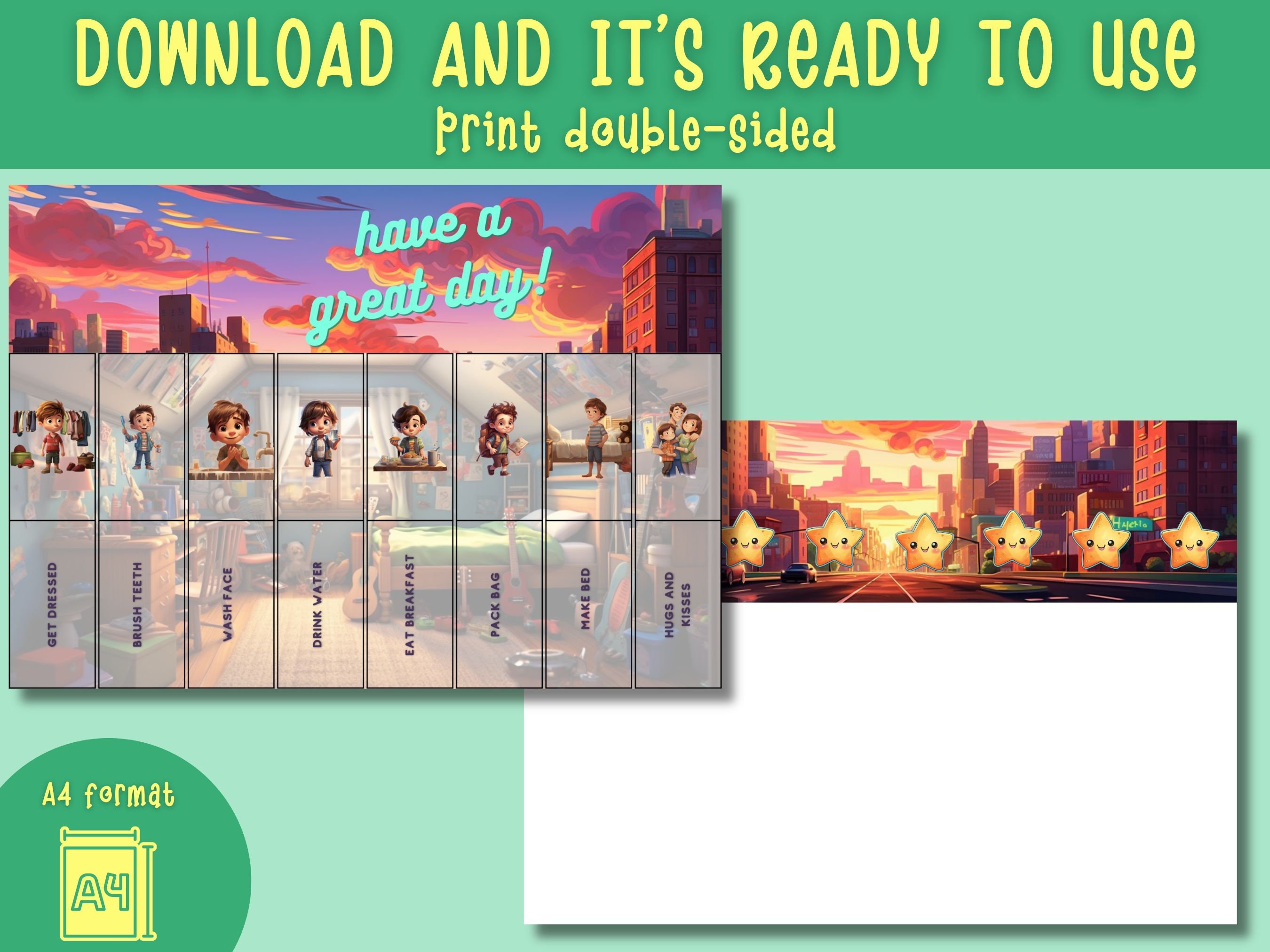 Morning Routine Chart, Planning Toddler Routine, Character Chart for ...