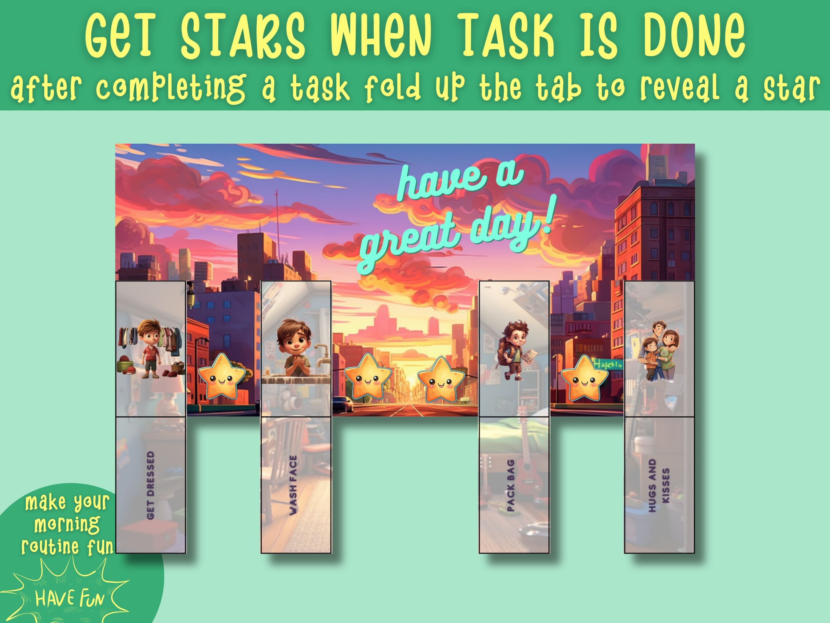 Morning Routine Chart, Planning Toddler Routine, Character Chart for ...