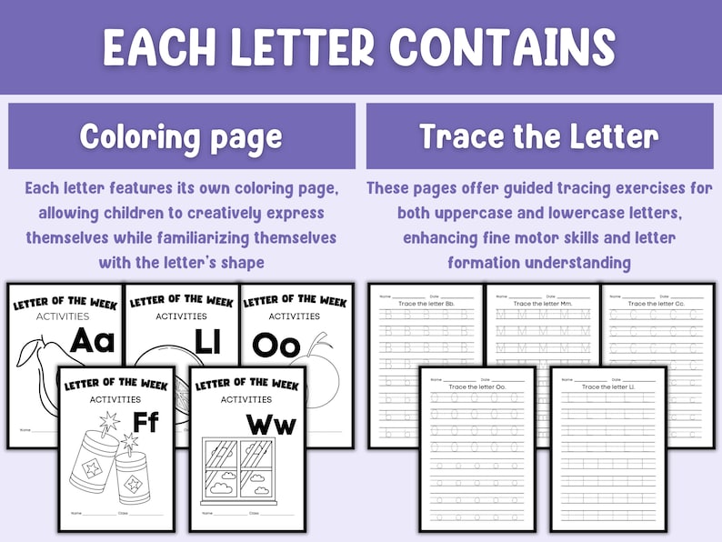 Letter of the Week Activity Workbook 259 Pages Preschool Curriculum ...