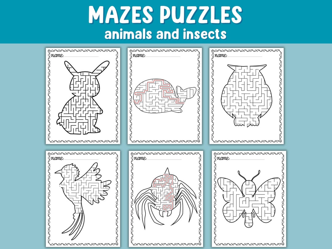 Maze Puzzles Animals and Insects 50 Mazes With Solutions Educational ...
